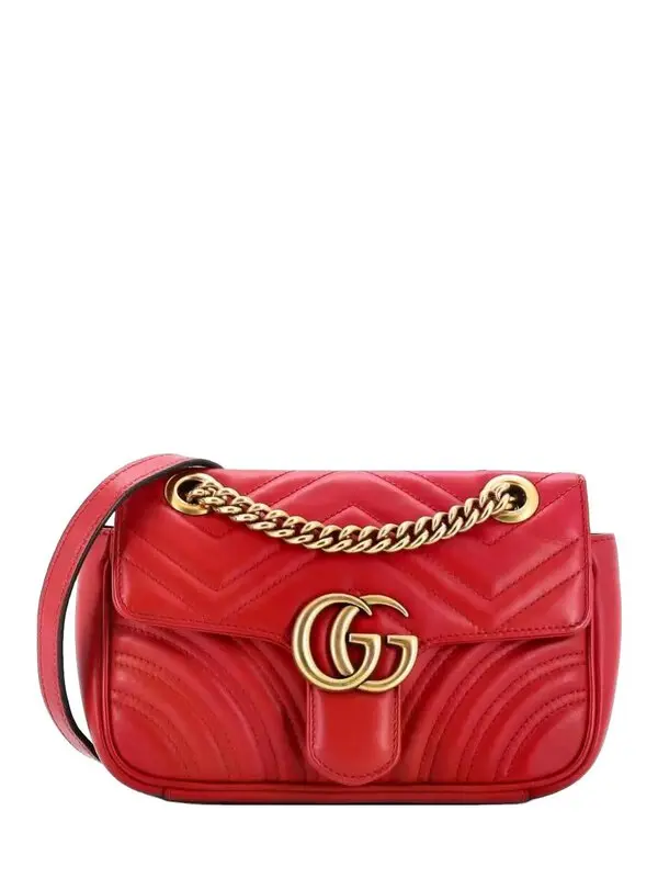 Gucci Matelassé Leather Mini Crossbody Bag - Red