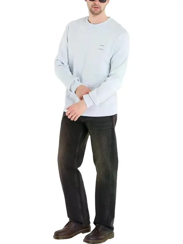 SAMSOE SAMSOE Logo Print Crewneck Sweatshirt - Blue