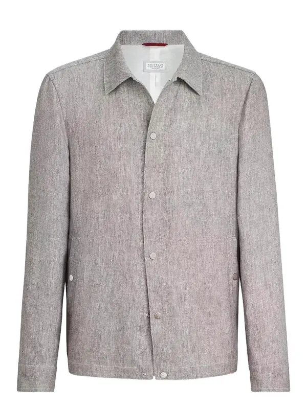 Brunello Cucinelli Linen And Hemp Diagonal Outerwear Jacket - Brown