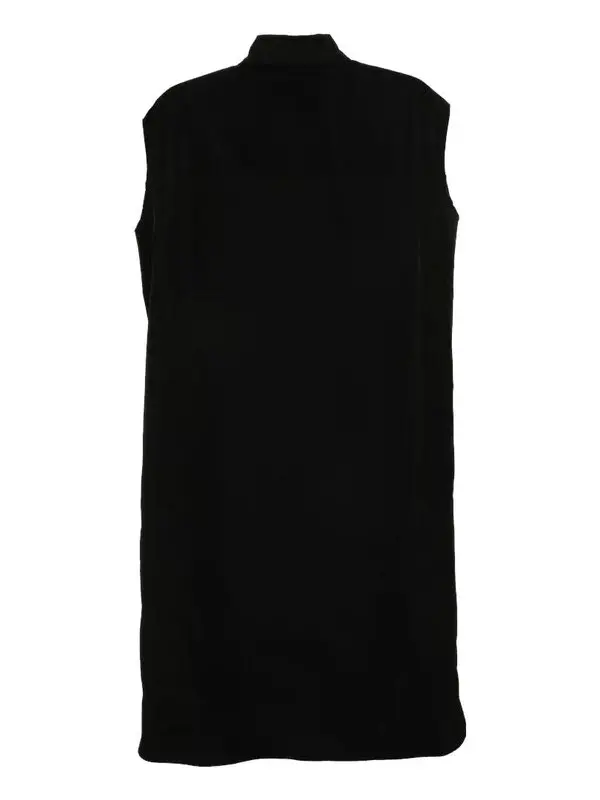 Y’s Sleeveless Shirt Dress With Frayed Edges - Black