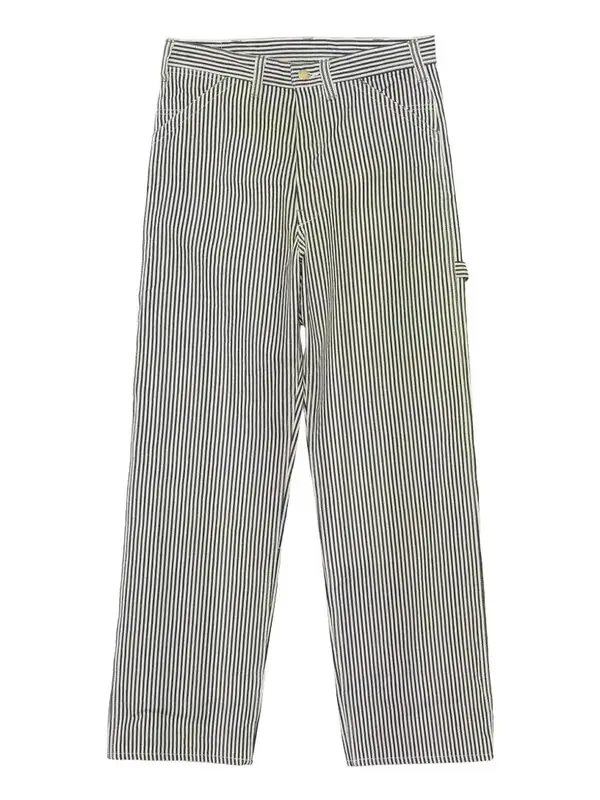 SUGAR CANE JEANS Striped Button Fly Trousers - Blue