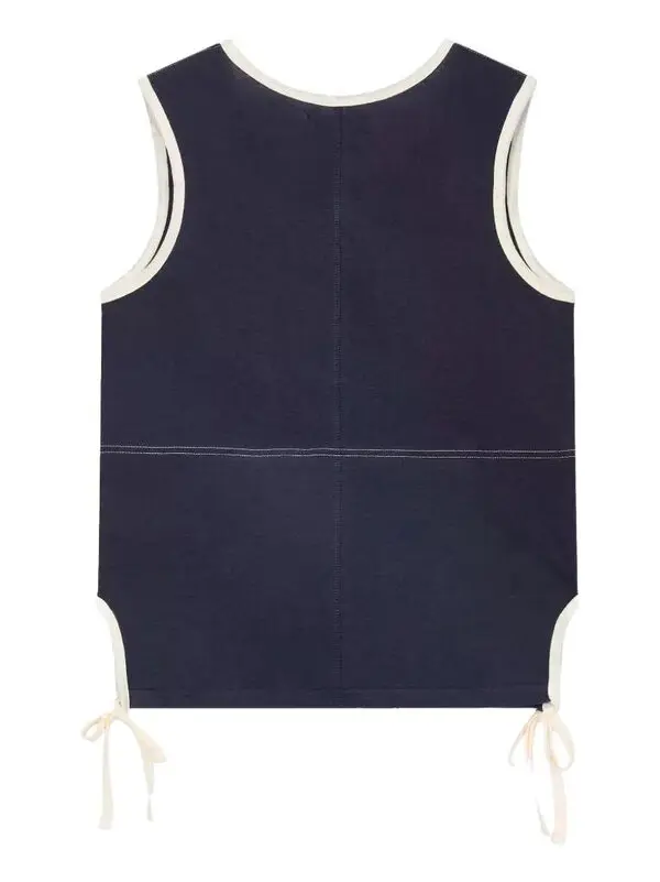 STUDIO TOMBOY Contrast-trim Side-tie Top - Blue