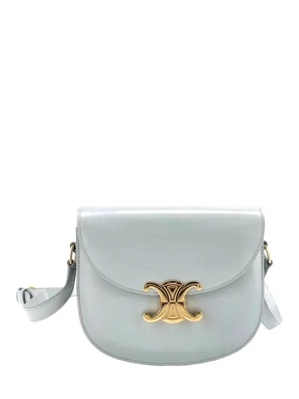 Celine Triomphe Besace Cléa Flap Bag Leather Shoulder Bag - Blue
