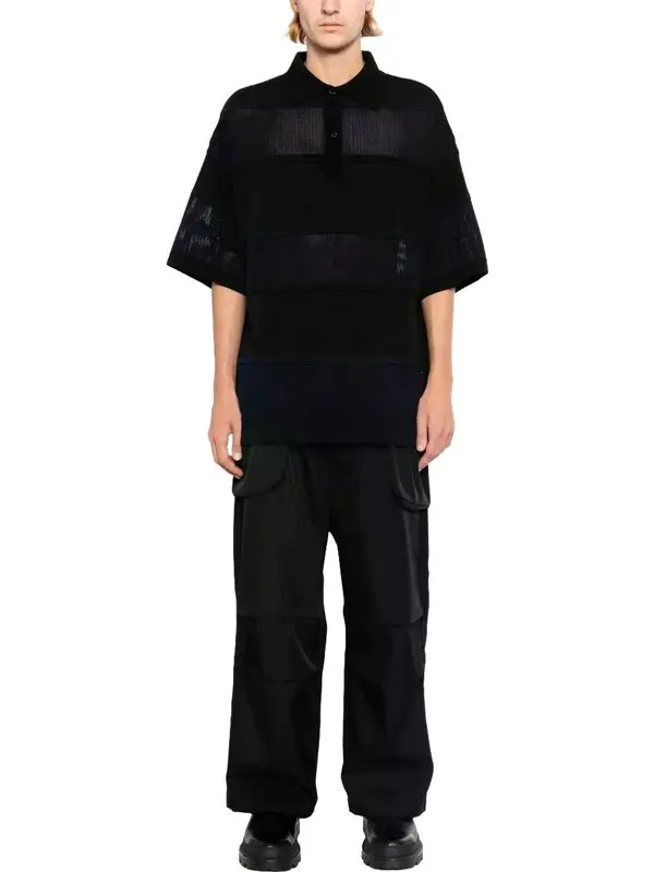 JUUN.J Striped Polo Shirt - Black