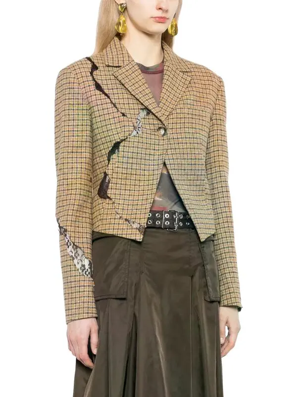 Andersson Bell Plaid Cut-out Blazer - Neutrals