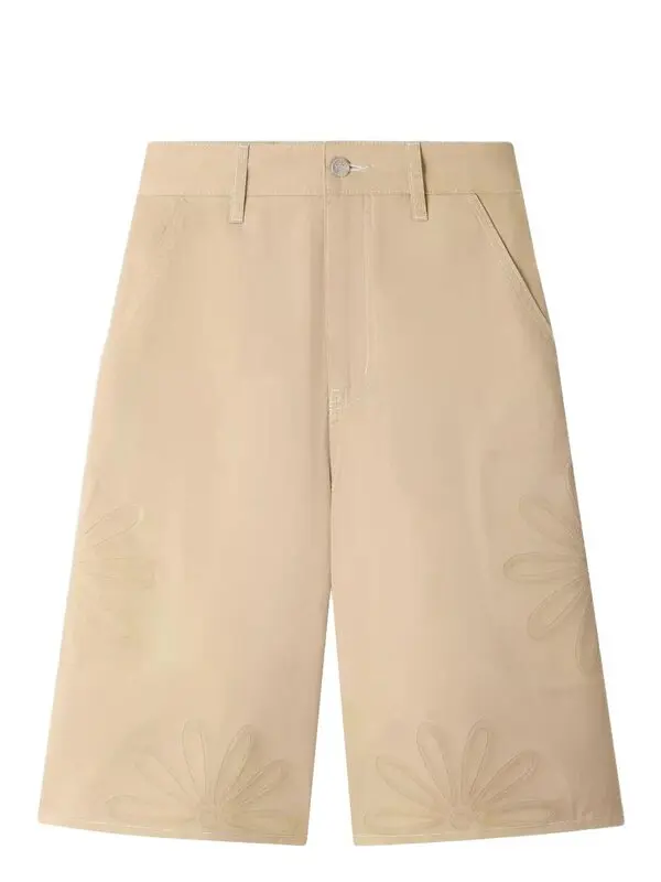 Sandro Cotton Bermuda Shorts With Floral Appliqu - Neutrals
