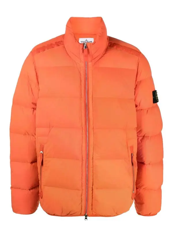 Stone Island Compass-appliqué Quilted Jacket - Orange
