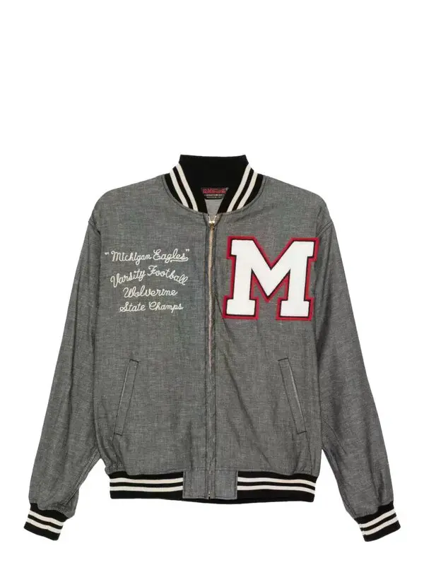 WHITESVILLE Letterman Bomber Jacket - Grey