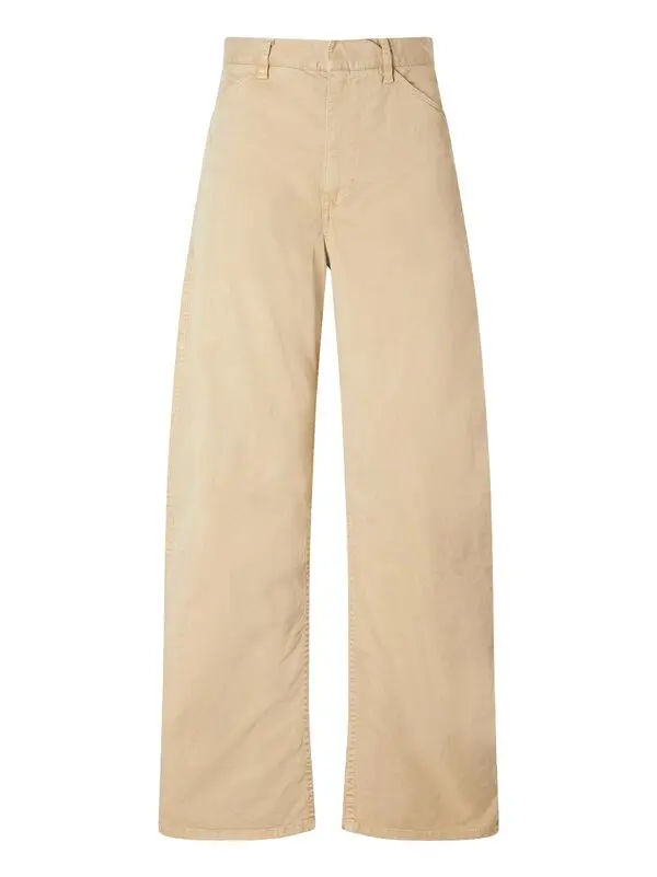 NILI LOTAN Tribeca Brushed Cotton-blend Twill Barrel-leg Pants - Neutrals