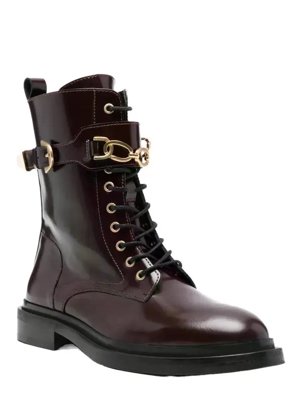 ADRIANNA FERETTI Chain-link Buckle-strap Boots - Red