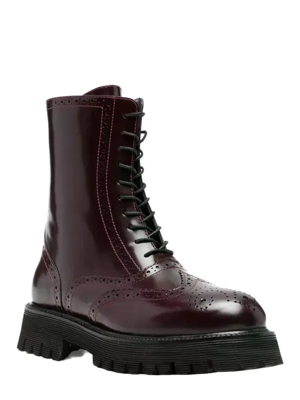 ADRIANNA FERETTI Brogue Detail Lace-up Boots - Red