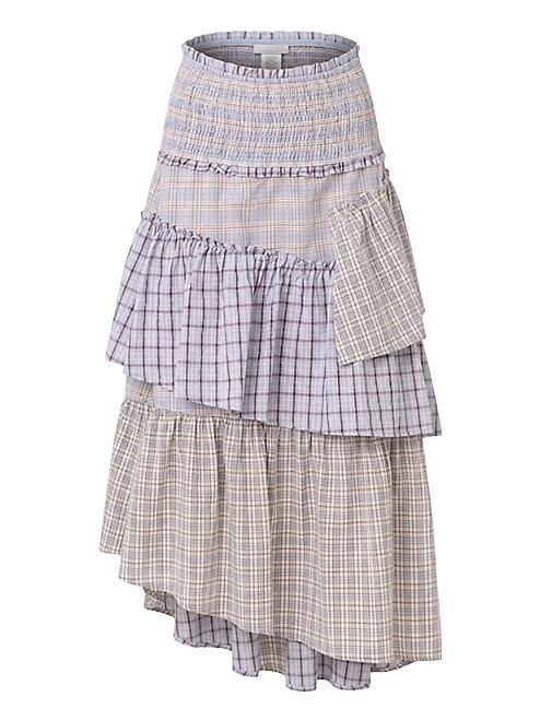 AMY LYNN Thea Tiered Cotton Midi Skirt - Light Blue