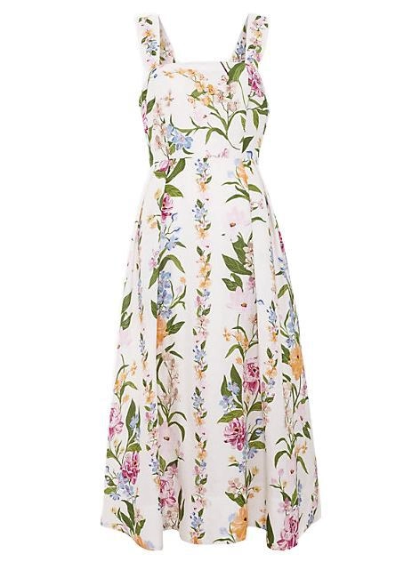 PHASE EIGHT Lucia Floral-print Linen-blend Midi Dress - Multi