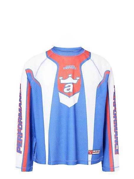 AWAKE NY Racer Long-sleeve Mesh Jersey Top - Blue Multi