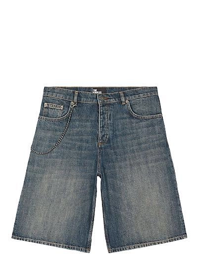 The Kooples Straight-leg Faded-wash Denim Shorts - Medium Blue