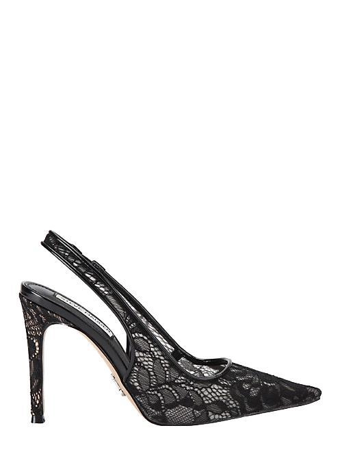 Steve Madden Reyes Lace Heeled Slingback Courts - Black