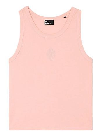The Kooples Sleeveless Logo-embroidered Cotton T-shirt - Blush