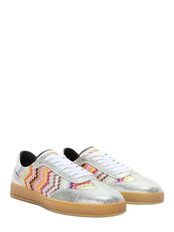 Missoni Zigzag-knit Metallic-effect Sneakers - Silver