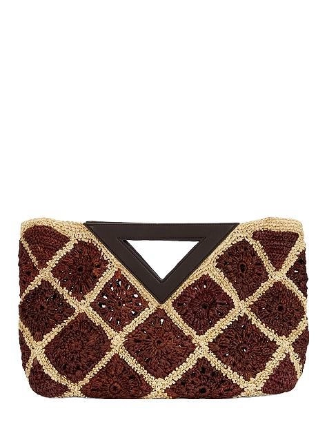 Veronica Beard Crochet Raffia Vesper Bag - Brown