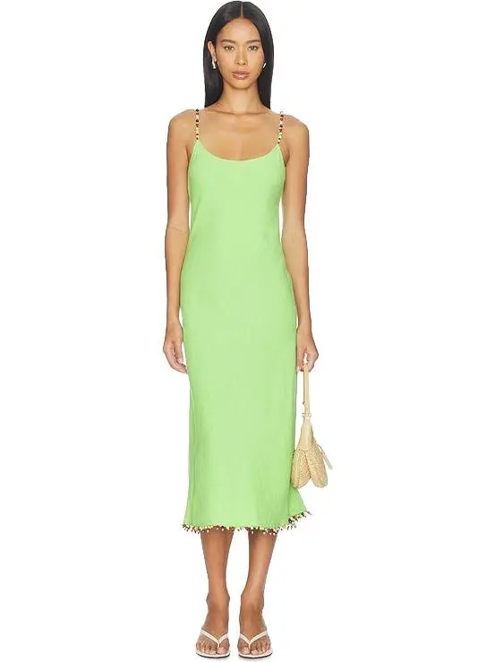 Polo Ralph Lauren Linen Slip Dress With Embellished Trim - Green