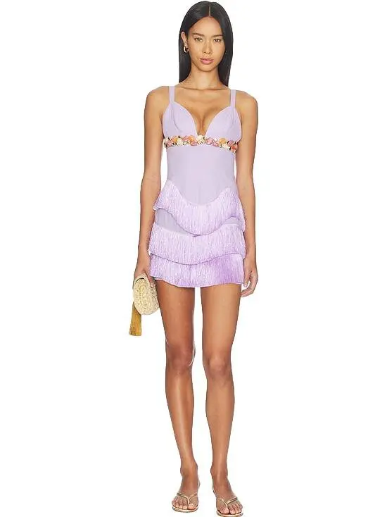 PatBO Gabriela Linen Mini Dress - Lavender
