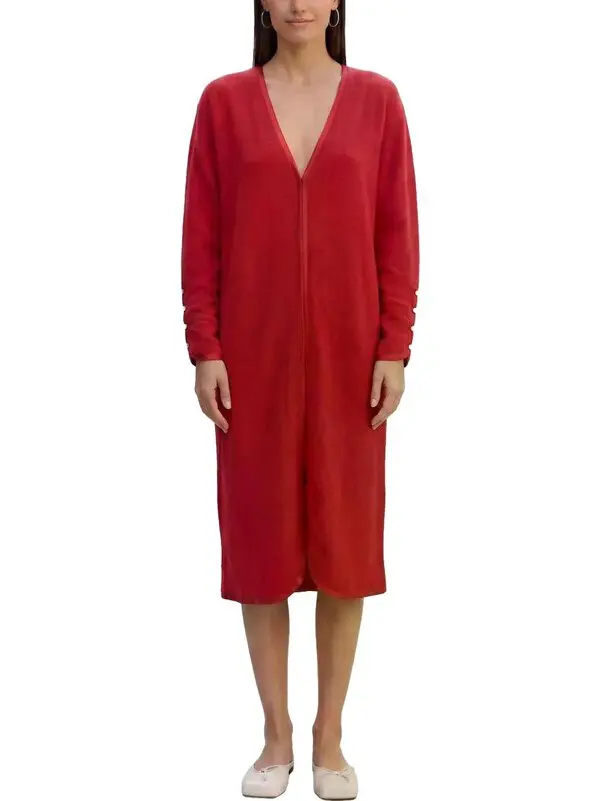 Saint Laurent V-neck Midi Dress - Red