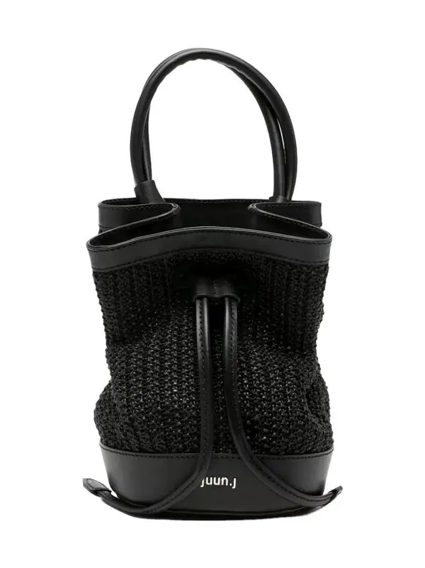 JUUN.J Woven Drawstring Tote Bag - Black