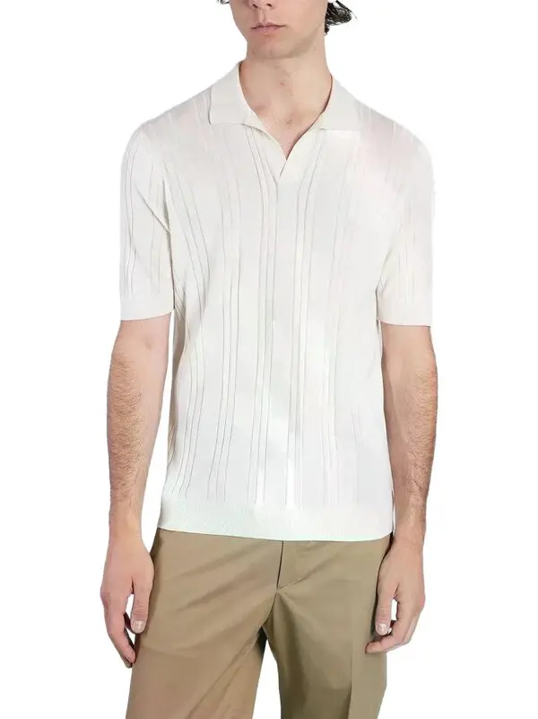 Tagliatore Ribbed-knit Short-sleeve Polo Shirt - Neutrals