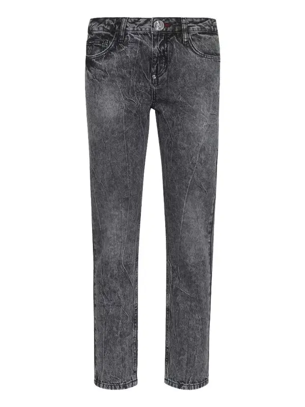 Philipp Plein Boyfriend Angel Cropped Denim Jeans - Grey