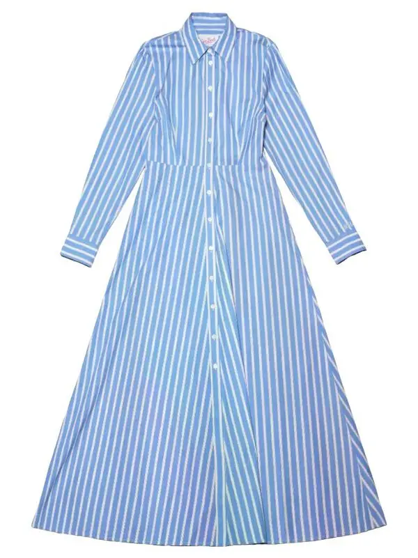 MC2 SAINT BARTH Striped Long-sleeve Maxi Dress - Blue