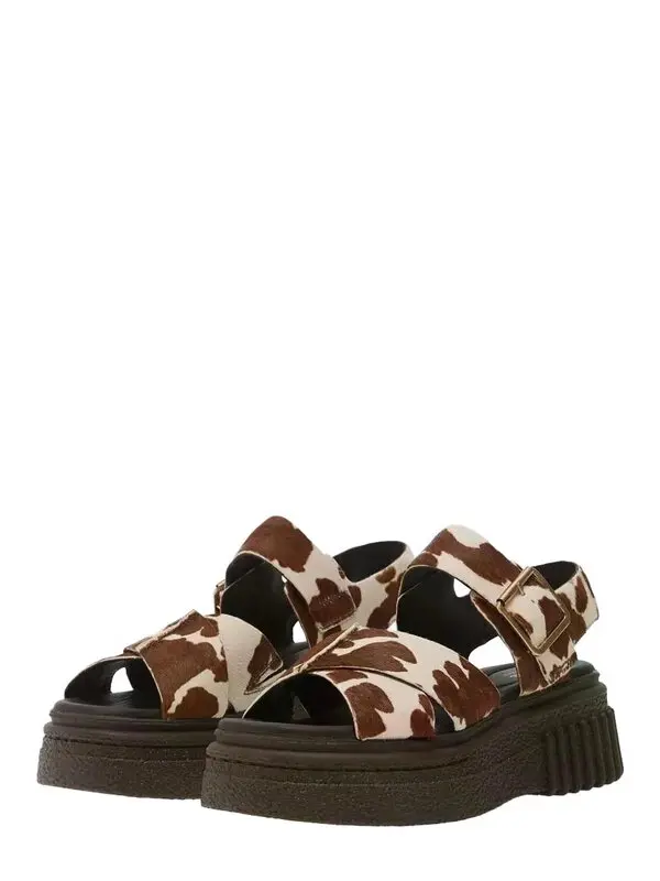 Clarks Evamar Cow-print Platform Sandals - Brown