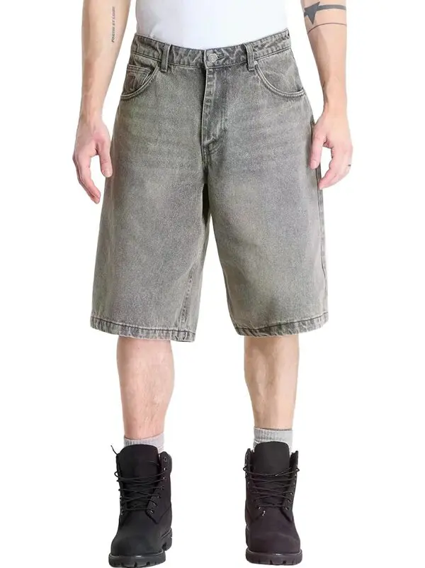 KARL KANI Belt-loops Denim Shorts - Grey