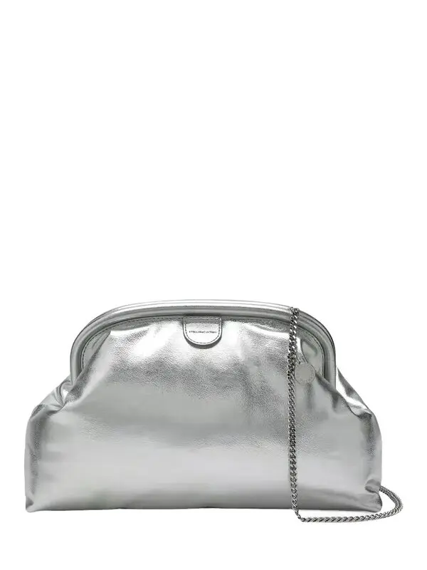 Stella McCartney Falabella Metallic-effect Clutch Bag - Silver