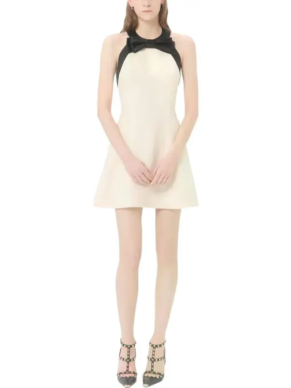 Valentino Garavani Crepe Couture Short Dress With Bow Detail - Neutrals