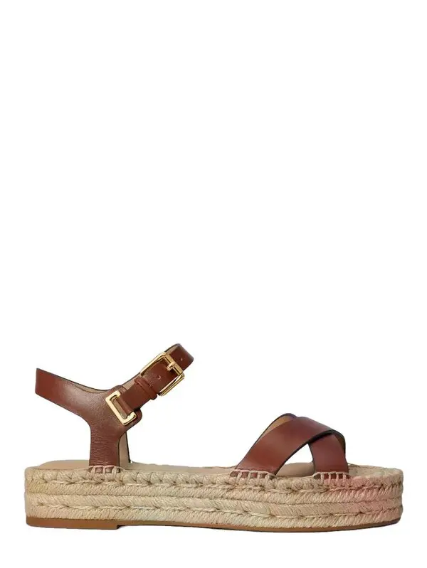 Ralph Lauren Emeryn Leather Espadrilles - Brown