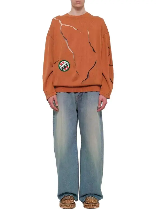 DOUBLET Cracked Egg Design Knit Sweater - Orange