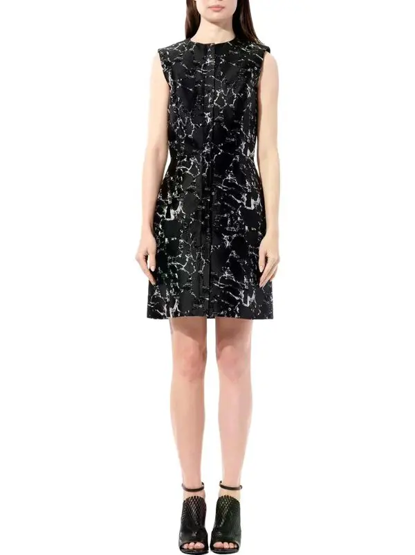 Balenciaga Marble Print Sleeveless Dress - Black