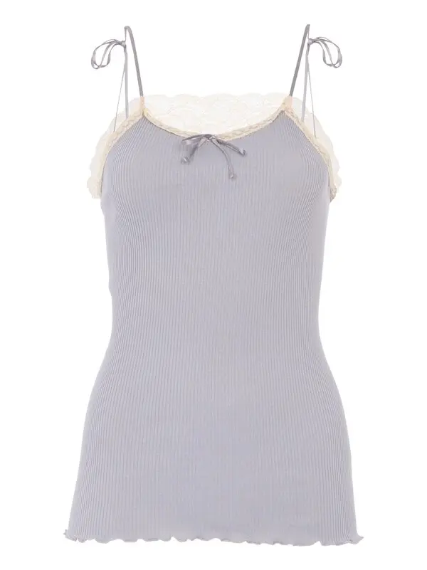 Chloé Lace-trimmed Ribbed Cotton-blend Camisole - Grey