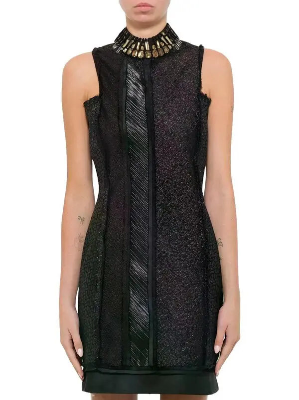 LANVIN Crystal-embellished Frayed Mini Dress - Black