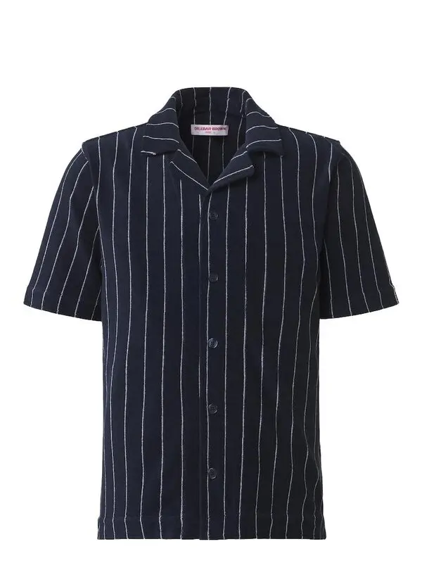 Orlebar Brown Hawkin Striped Cotton Terry Shirt - Blue