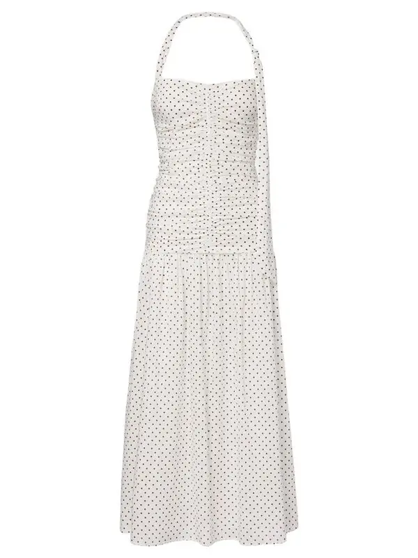Posse Edie Polka-dot Halterneck Midi Dress - White