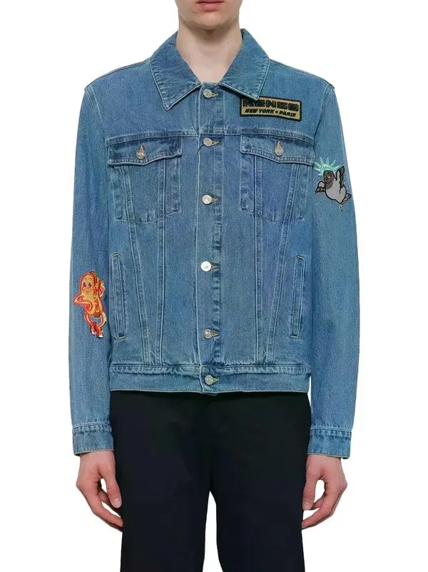 Kenzo Patch-detail Denim Jacket - Blue