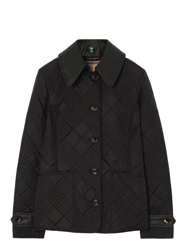Burberry Quilted Nylon Fernleigh Jacket With Detachable Leather Collar - Black