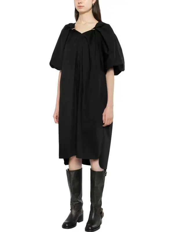 JNBY V-neck Balloon Dress With Slits And Pockets - Black