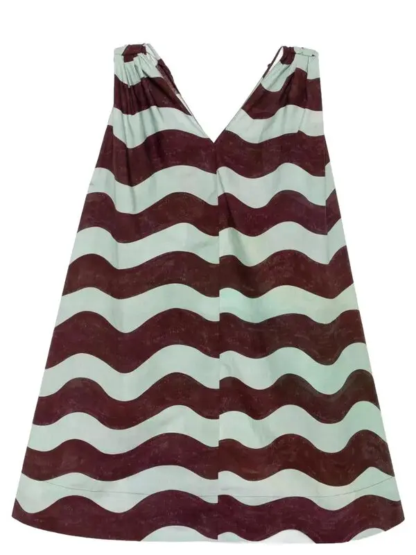 JNBY Wavy Stripe A-line V-neck Dress - Brown
