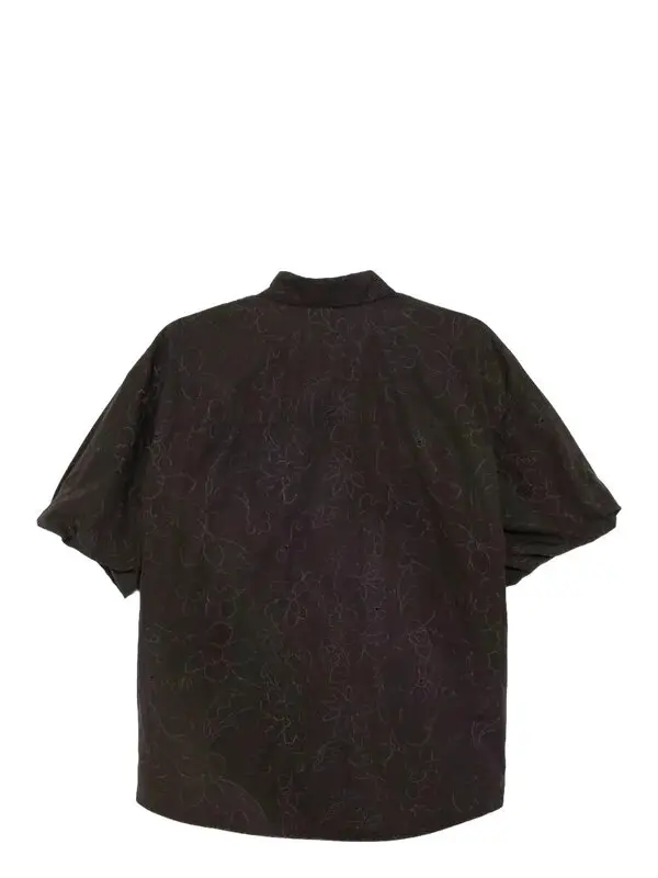 JNBY Floral Embroidered Puff Sleeve Blouse - Brown