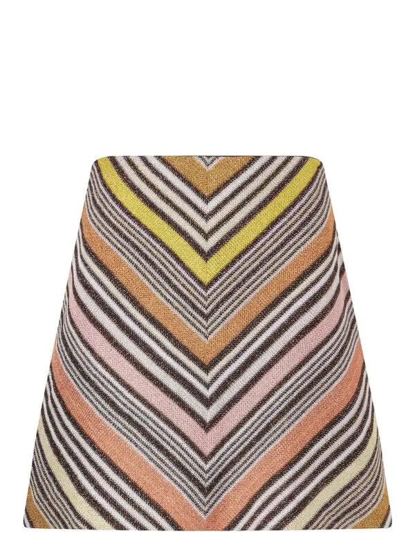 Missoni Striped Metallic Crochet-knit Mini Skirt - Orange