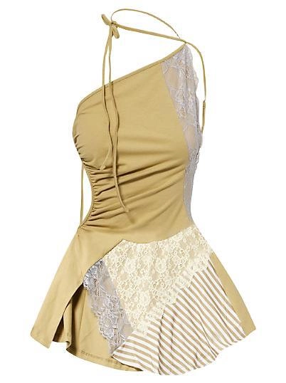JADED LONDON Reworked Asymmetric Lace Cotton-blend Mini Dress - Multi