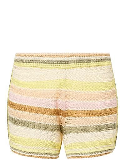 Zimmermann Indra Stripe Crochet Cotton Shorts - Multi