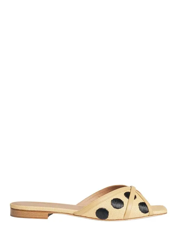 MALONE SOULIERS Raffia Flat Mules - Silver